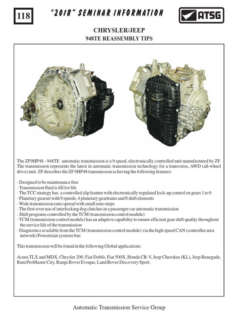 18W-118-134 Chrysler Jeep Land Rover 948te Reassembly Tips | PDF ...