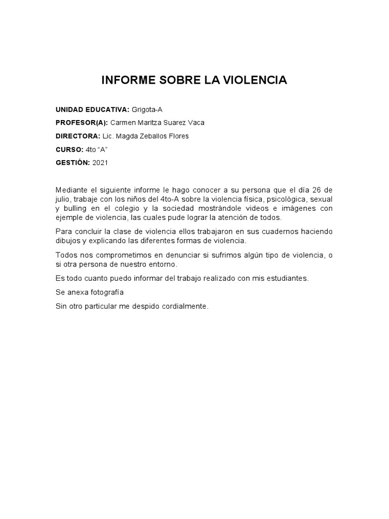 Informe Sobre La Violencia | PDF