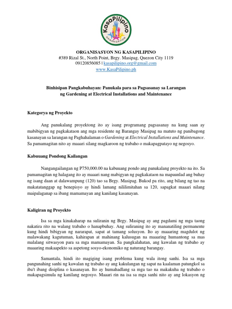 Halimbawa NG Panukalang Proyekto | PDF