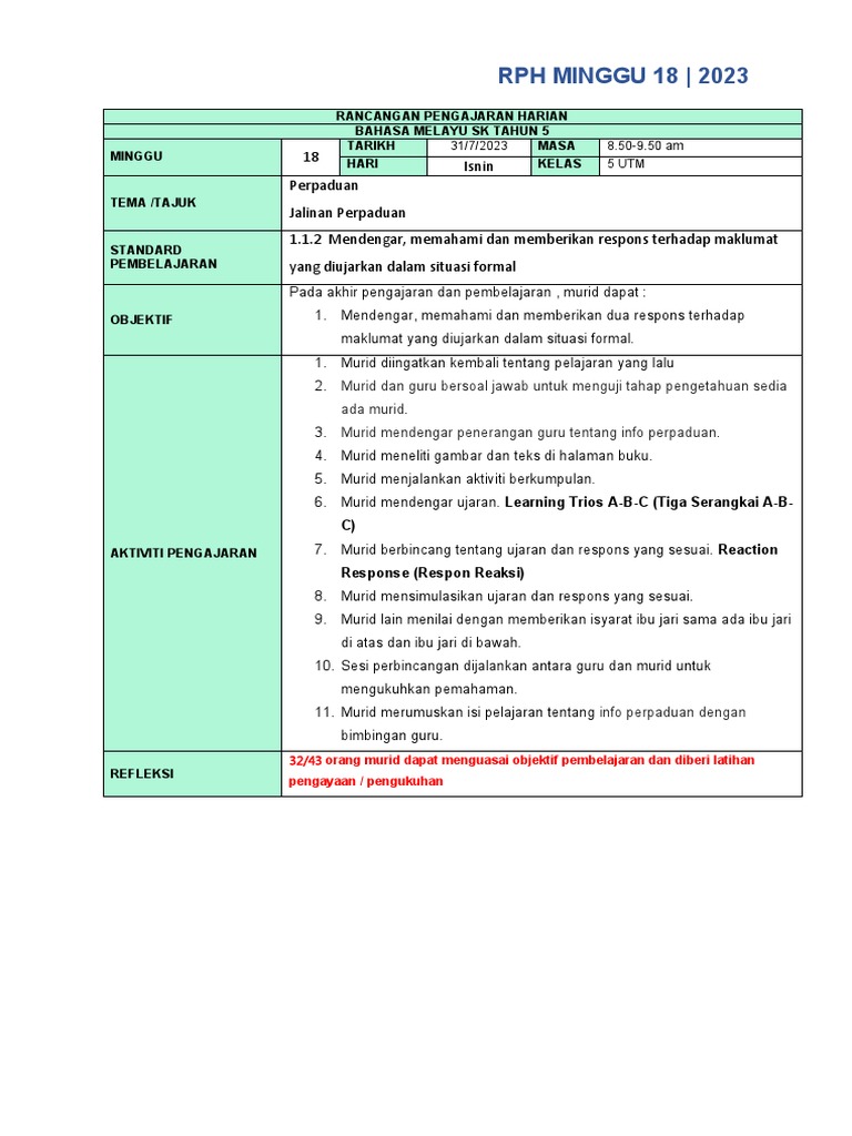RPH Minggu 18 - 2023 | PDF