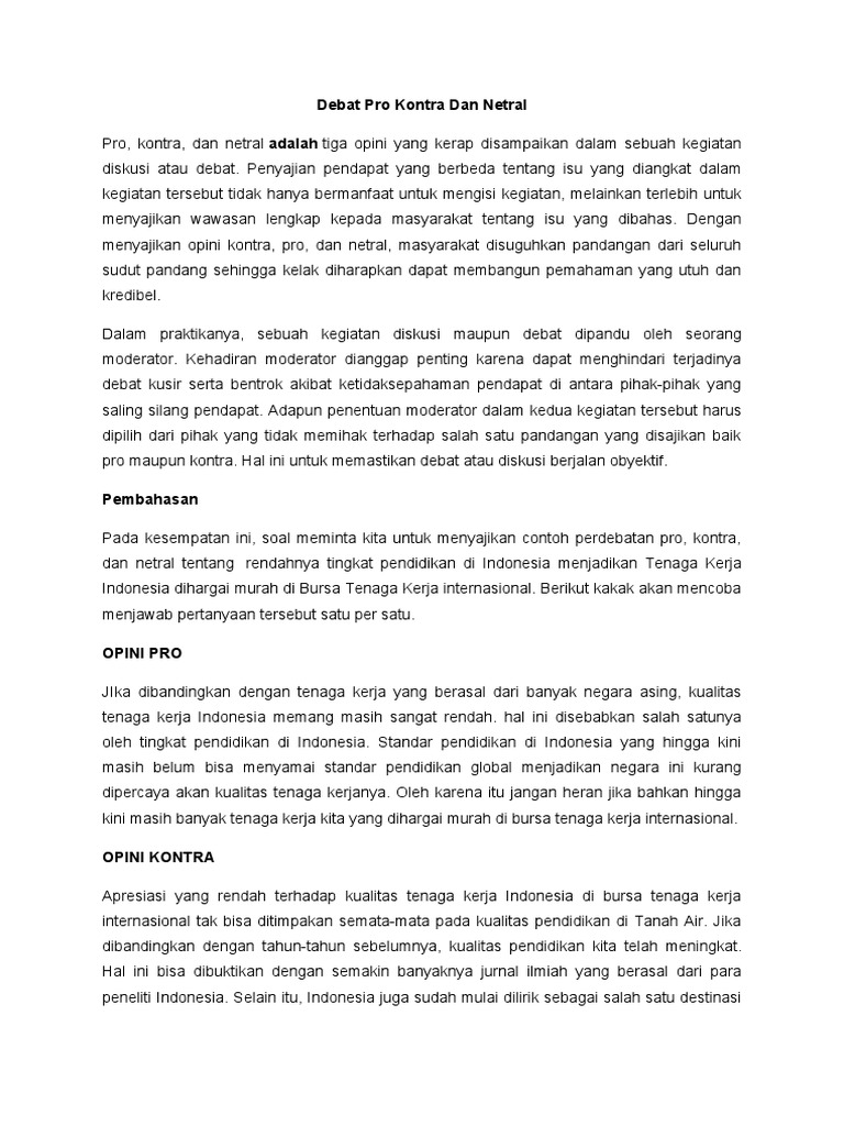 Debat Pro Kontra Dan Netral | PDF Debat Pro Kontra Dan Netral | PDF