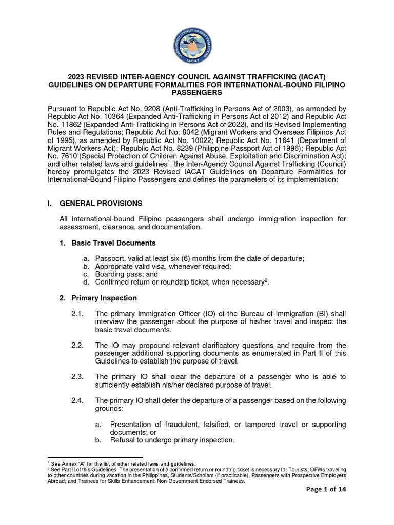 2023 Updated Guidelines (IACAT) | PDF | Travel Visa | Notary Public