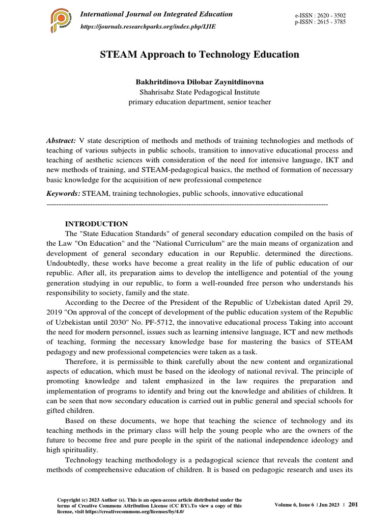 STEAM Approach to Technology Education | PDF | Methodology | Pedagogy