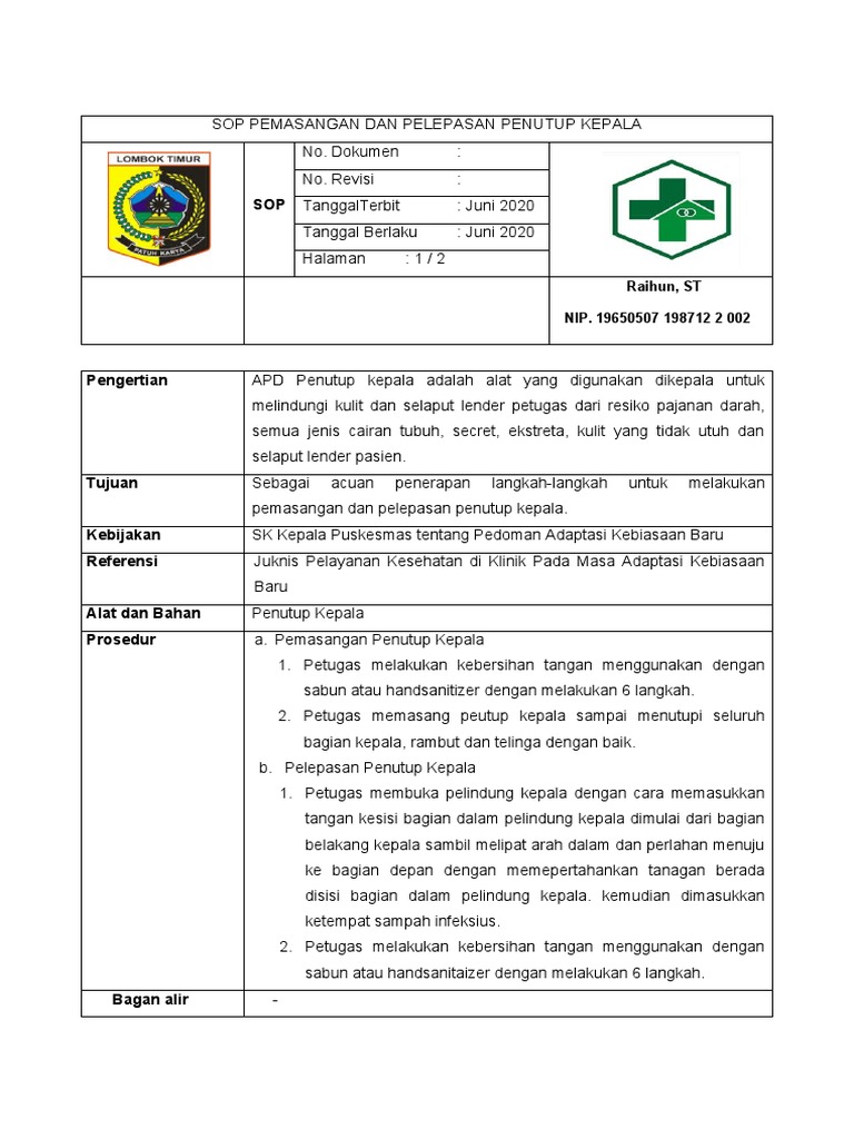 Sop Penutup Kepala | PDF