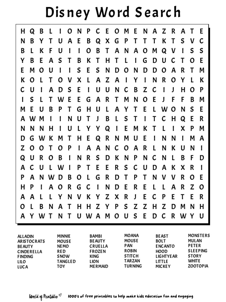 Disney Word Search | PDF