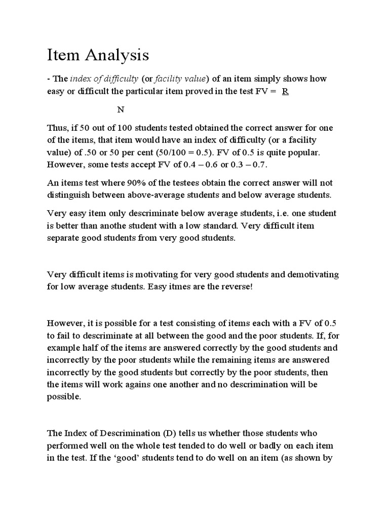 Item Analysis | PDF