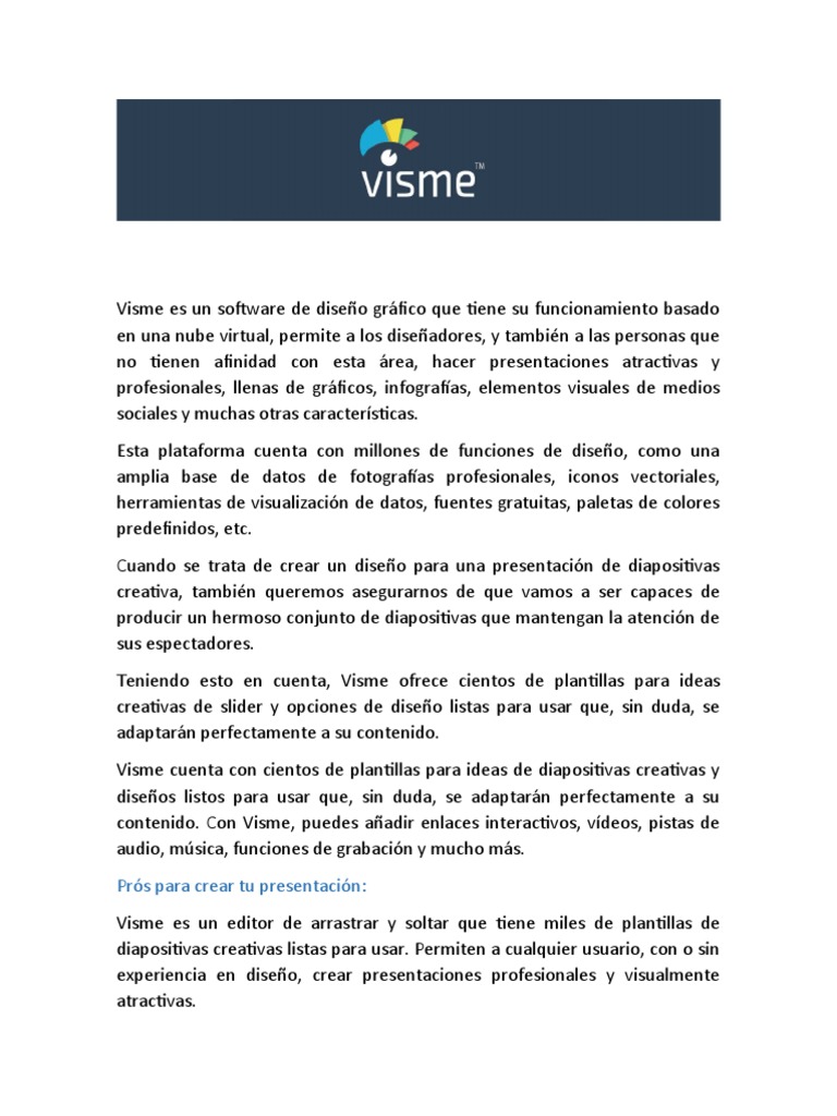Visme Es Un Software de Diseño Gráfico Que Tiene Su Funcionamiento ...