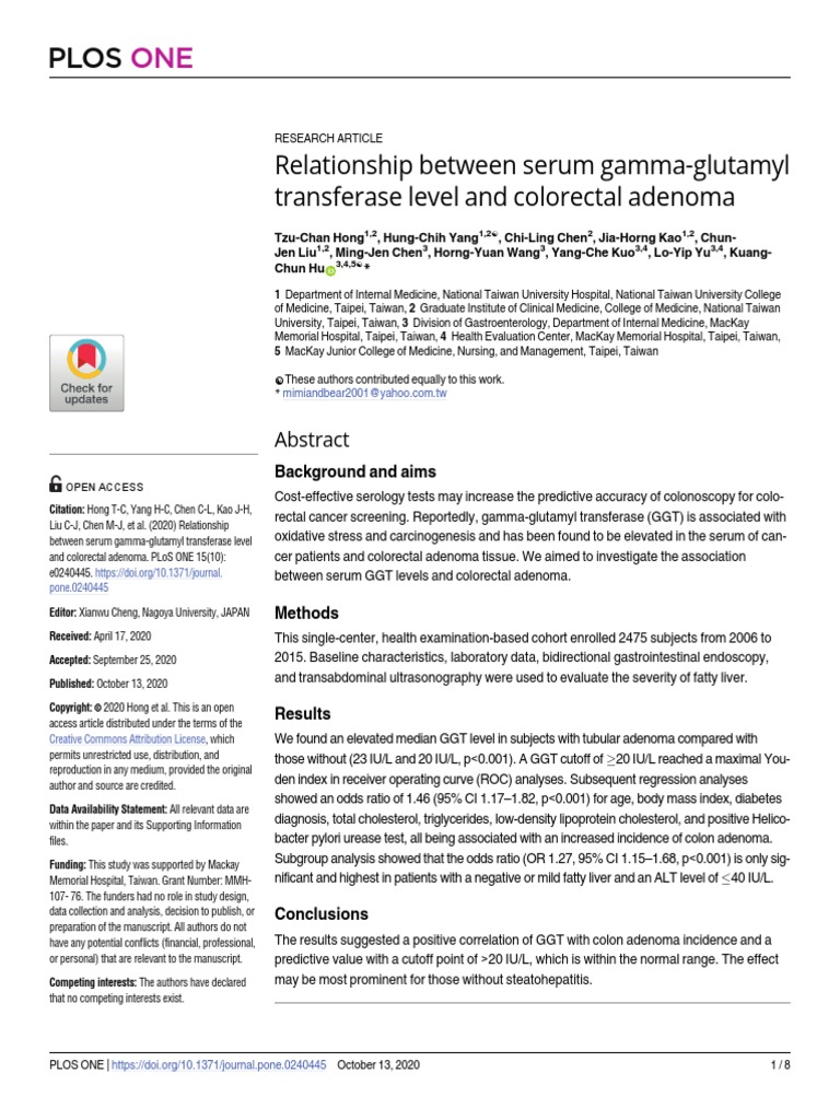 Relationship Between Serum Gamma-Glutamyl Transferase Level and ...