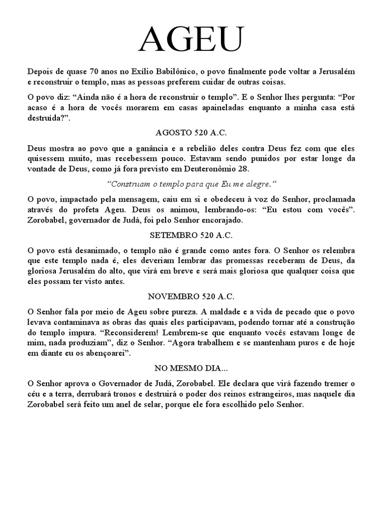 Resumo Do Livro de AGEU | PDF