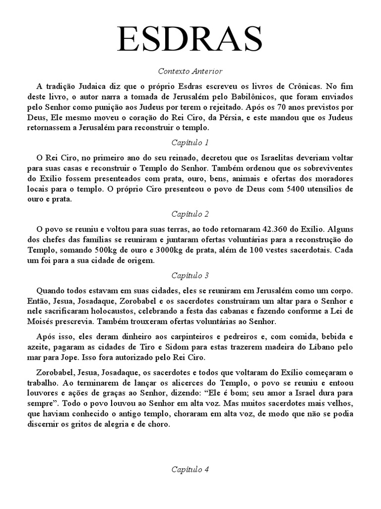 Resumo Do Livro de ESDRAS | PDF | Esdras | Ciro II