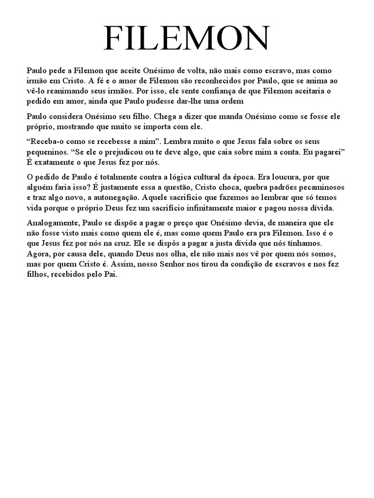 Resumo Do Livro de FILEMON | PDF