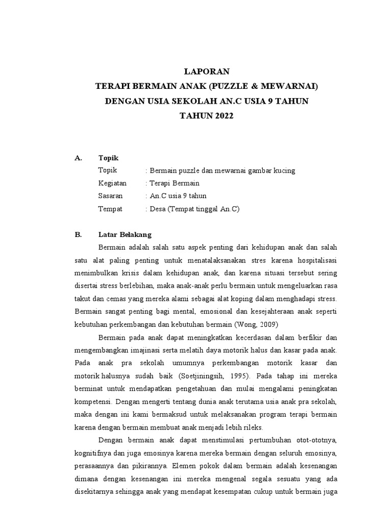 Proposal TAK Bermain | PDF | Karier & Perkembangan