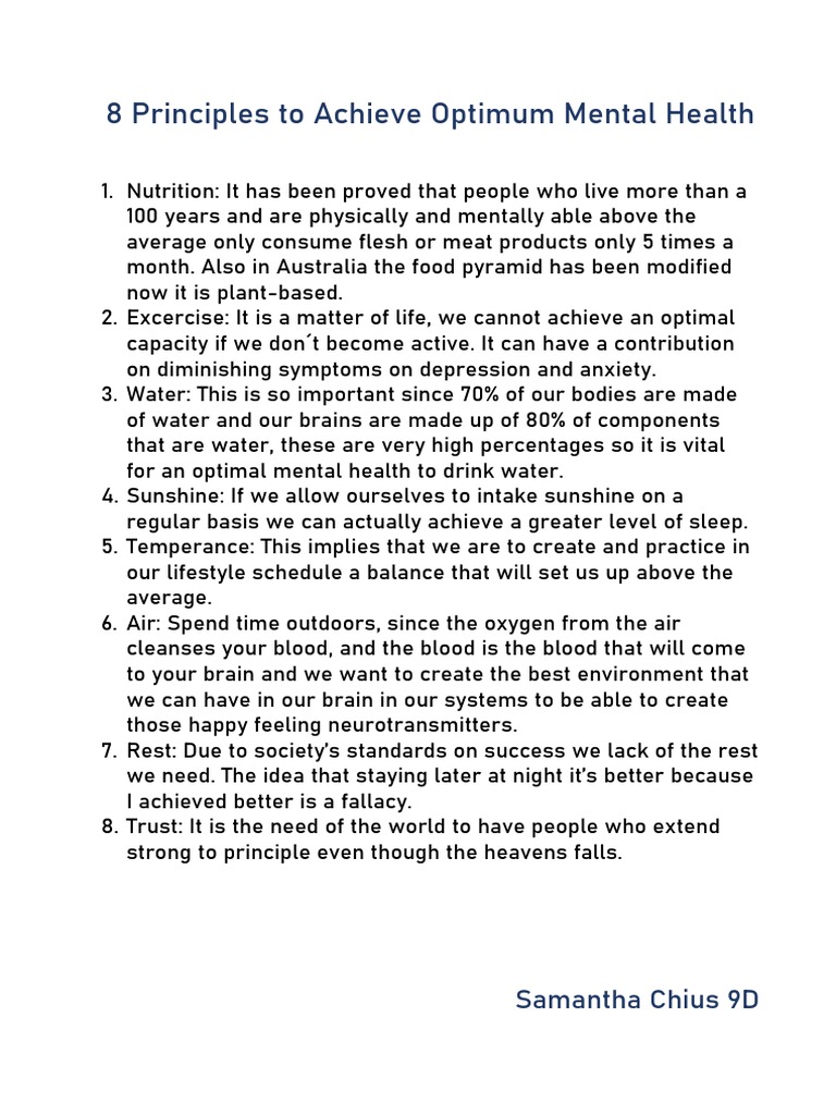 8 Principles of Mental Health | PDF 8 Principles of Mental Health | PDF
