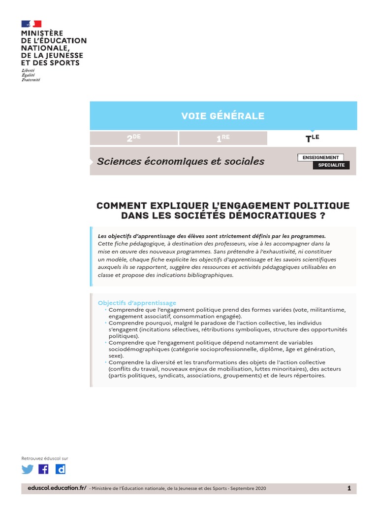 RA20 Lycee G T SES Engagement-Politique 1343963 | PDF | Politique ...