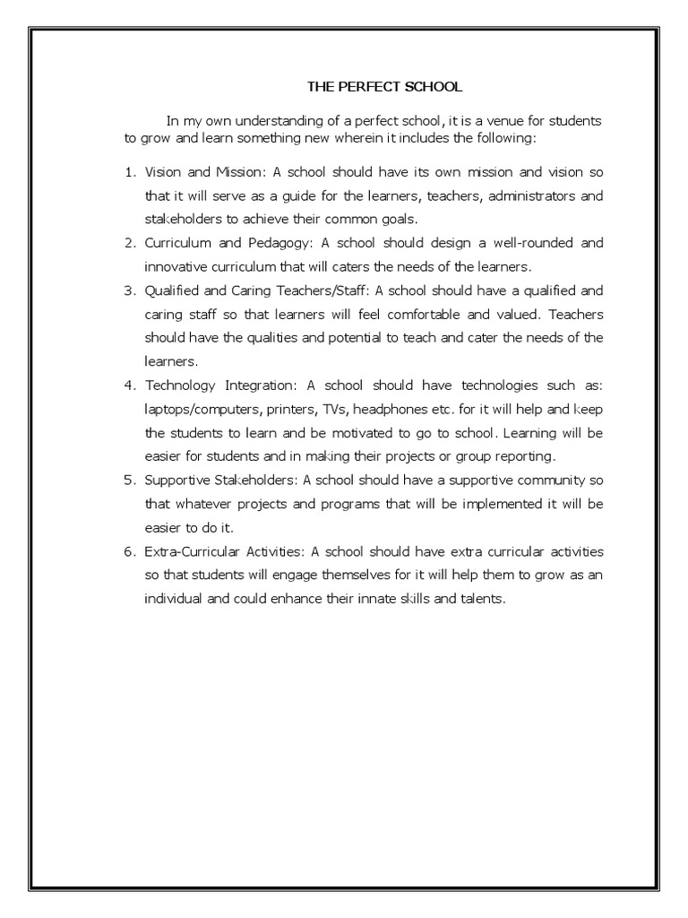 The Perfect School | PDF