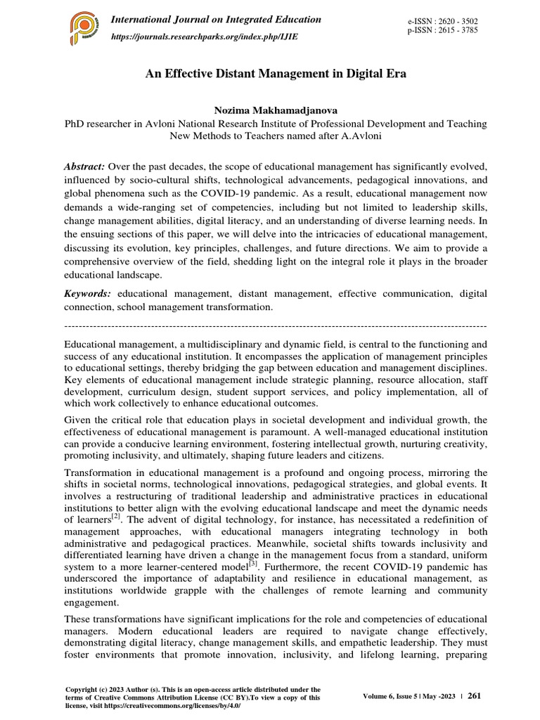 An Effective Distant Management in Digital Era | PDF | Leadership ...