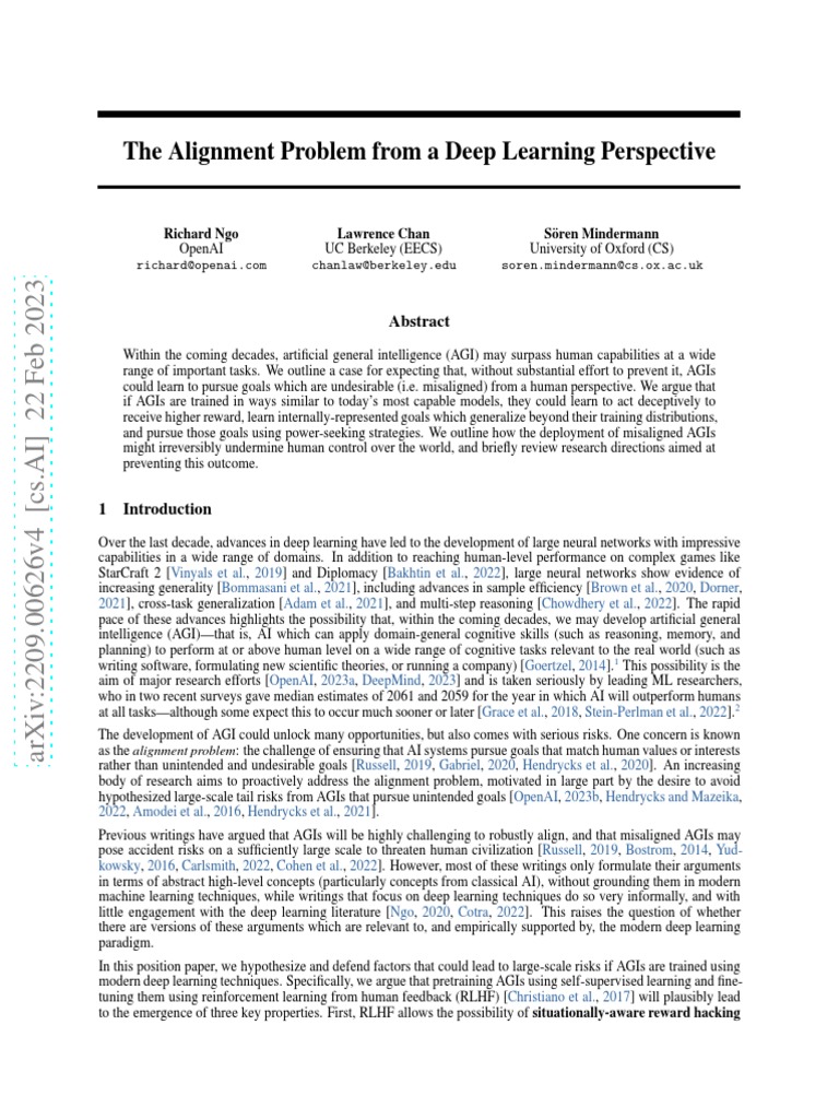 The Alignment Problem from a Deep Learning Perspective | PDF | Deep ...