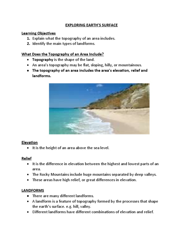 Earth's Surface Notes | Download Free PDF | Mountains | Plateau