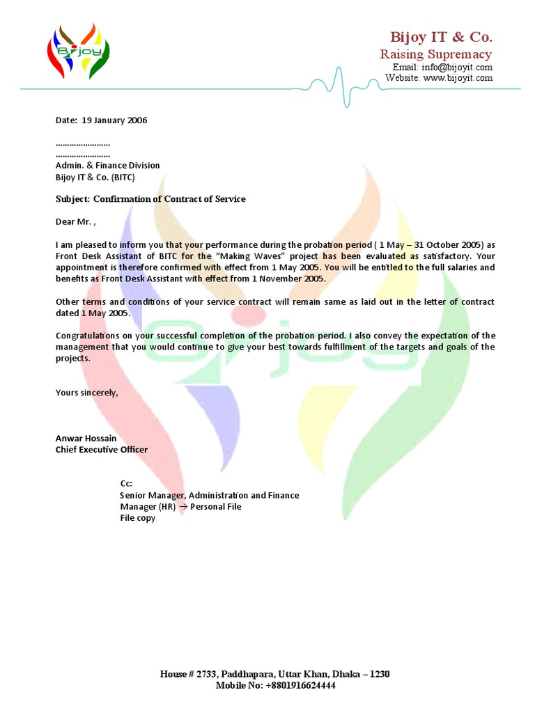 Confirmation Letter | PDF
