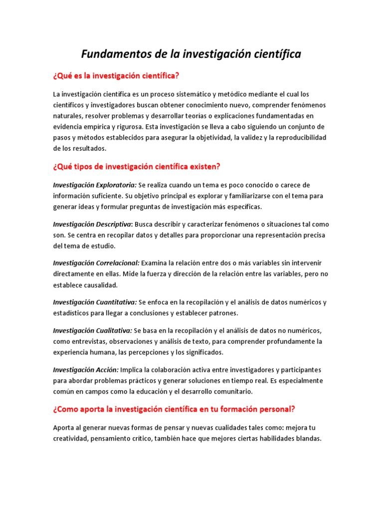 Fundamentos de la Investigación Científica | PDF | Método científico ...
