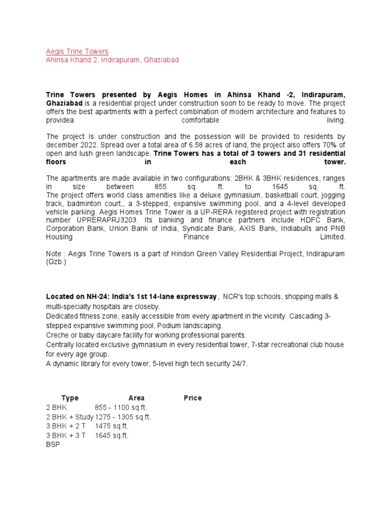 Aegis Trine Towers | PDF