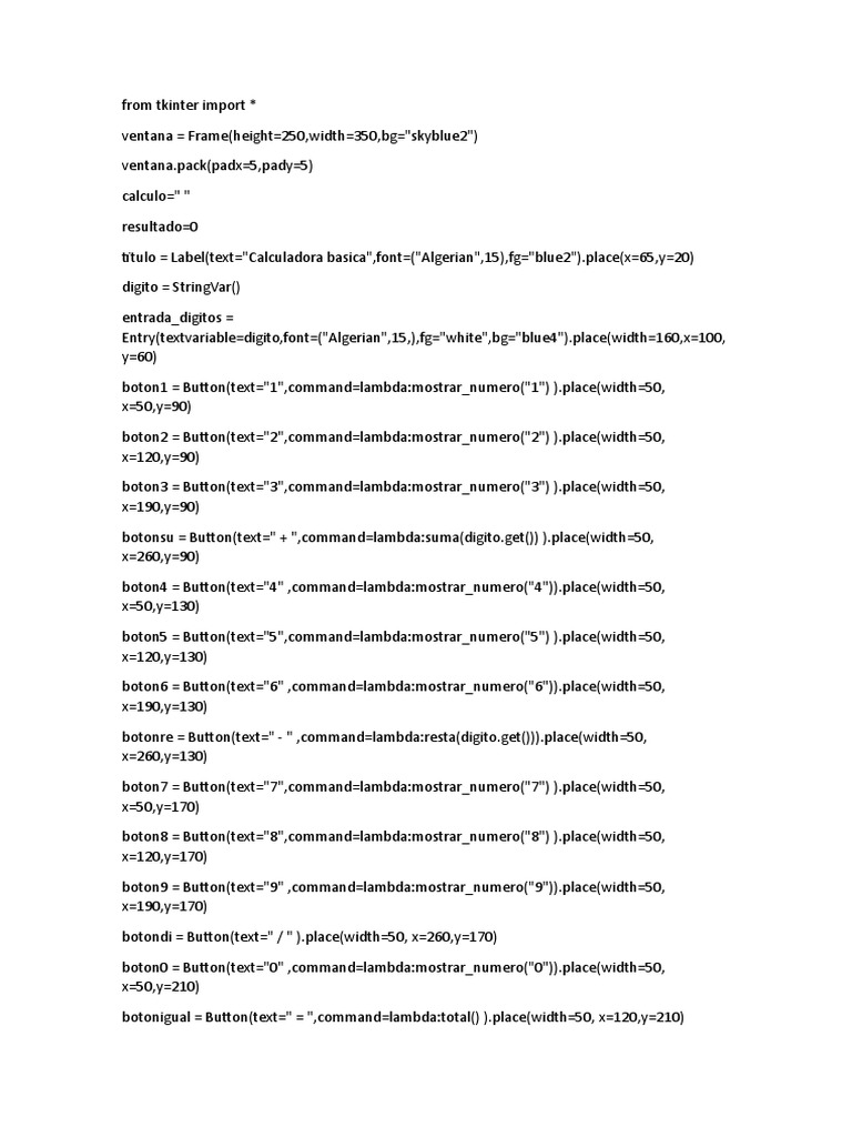 Calculadora Tkinter | PDF