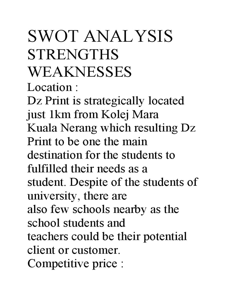 Swot Analysis | PDF