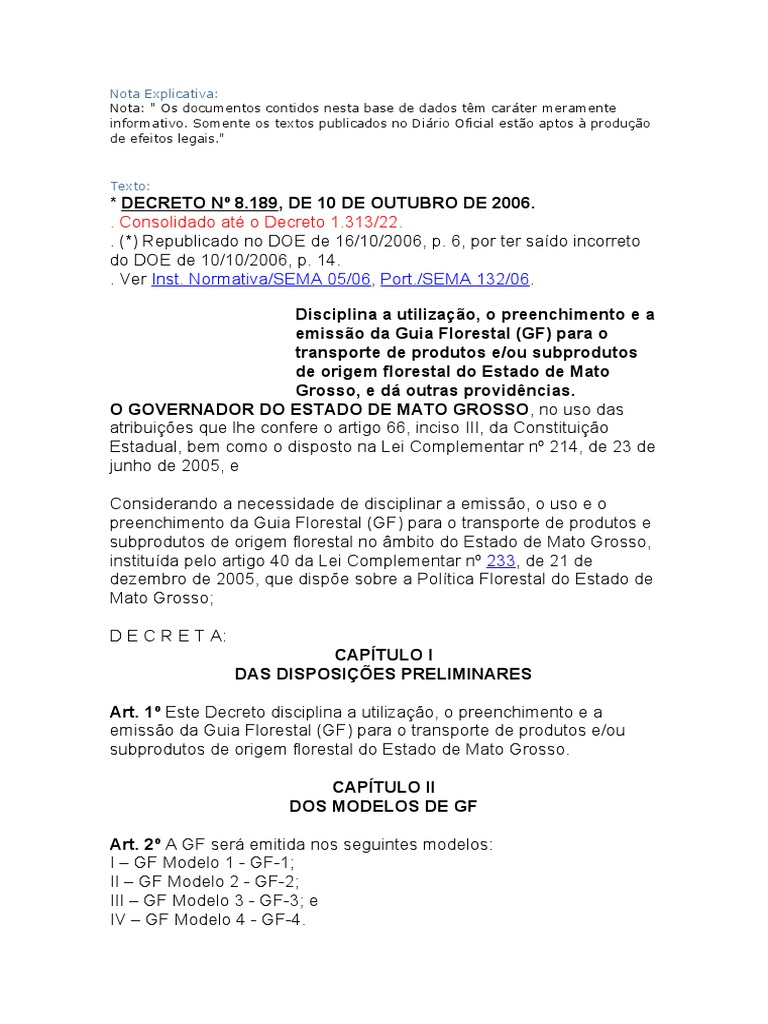DECRETO Nº 8.189 -u tilização, preenchimento e a emissão da Guia ...