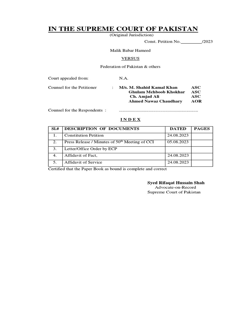 Constitution Petition S.c-1 | PDF | Pakistan | Advocate