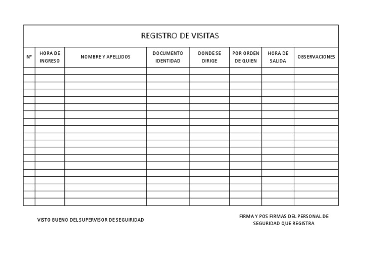 Formato de Registro de Visitas | PDF