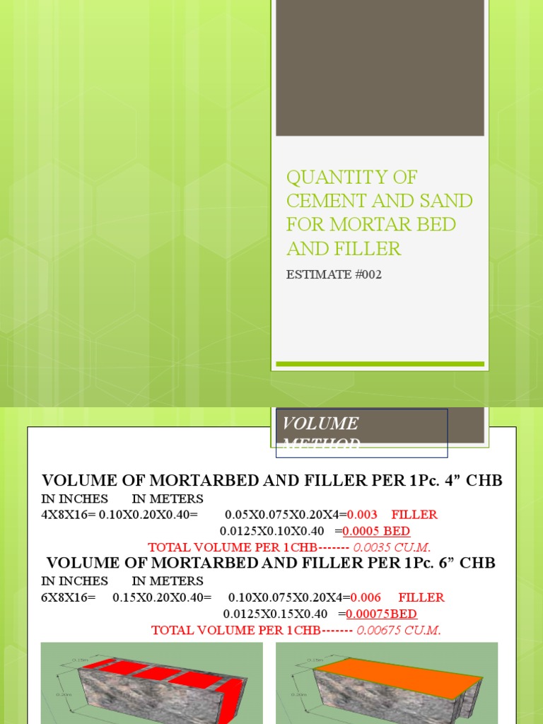 CHB Mortar Quantity Estimation Guide | PDF | Mortar (Masonry) | Joining