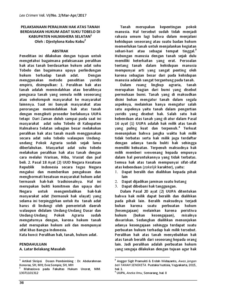 Peralihan Hak Tanah Adat Suku Tobelo | PDF | Ilmu Sosial