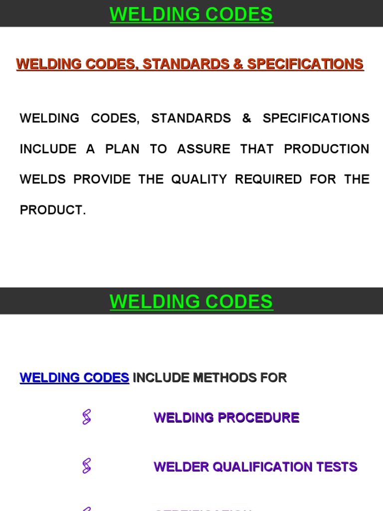 Welding Codes and Standards Overview | PDF | Construction | Welding