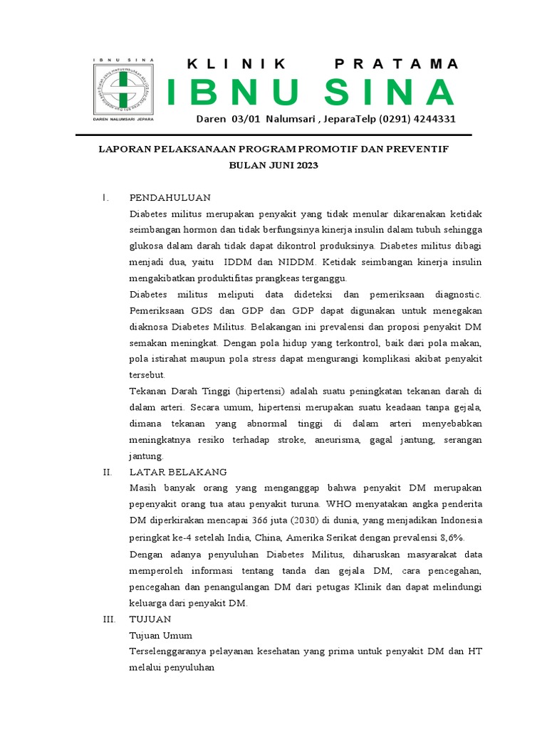 6.2 Laporan Pelaksanaan Program Promotif Dan Preventif | PDF