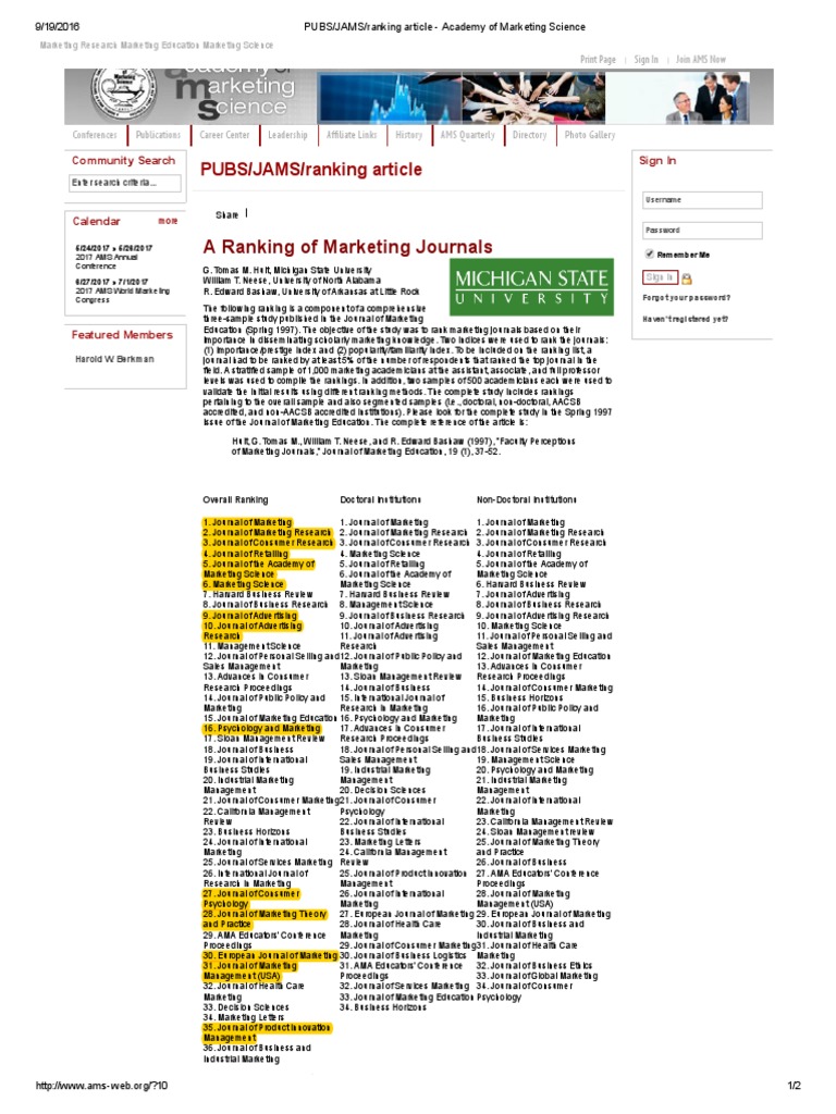PUBS - JAMS - Ranking Article - Academy of Marketing Science ...