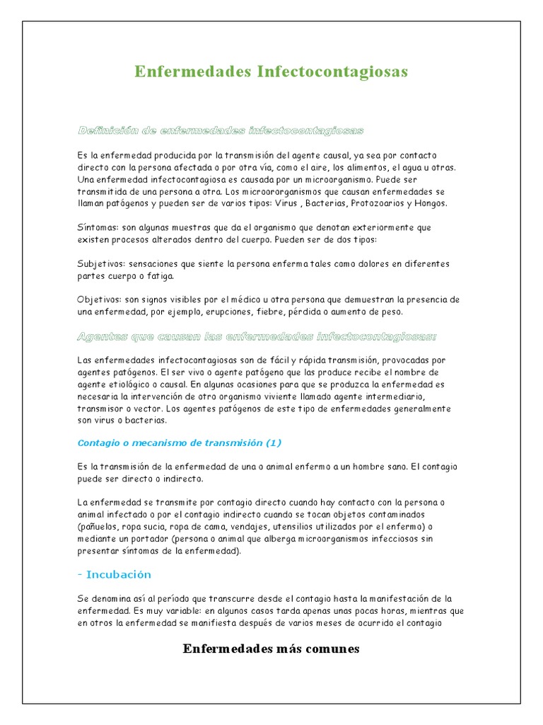Enfermedades Infectocontagiosas | PDF