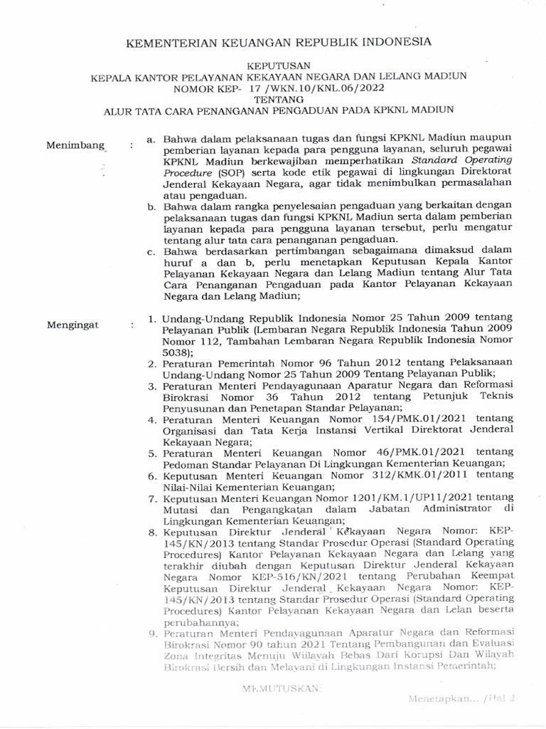 SK Alur Pengaduan Masyarakat | PDF