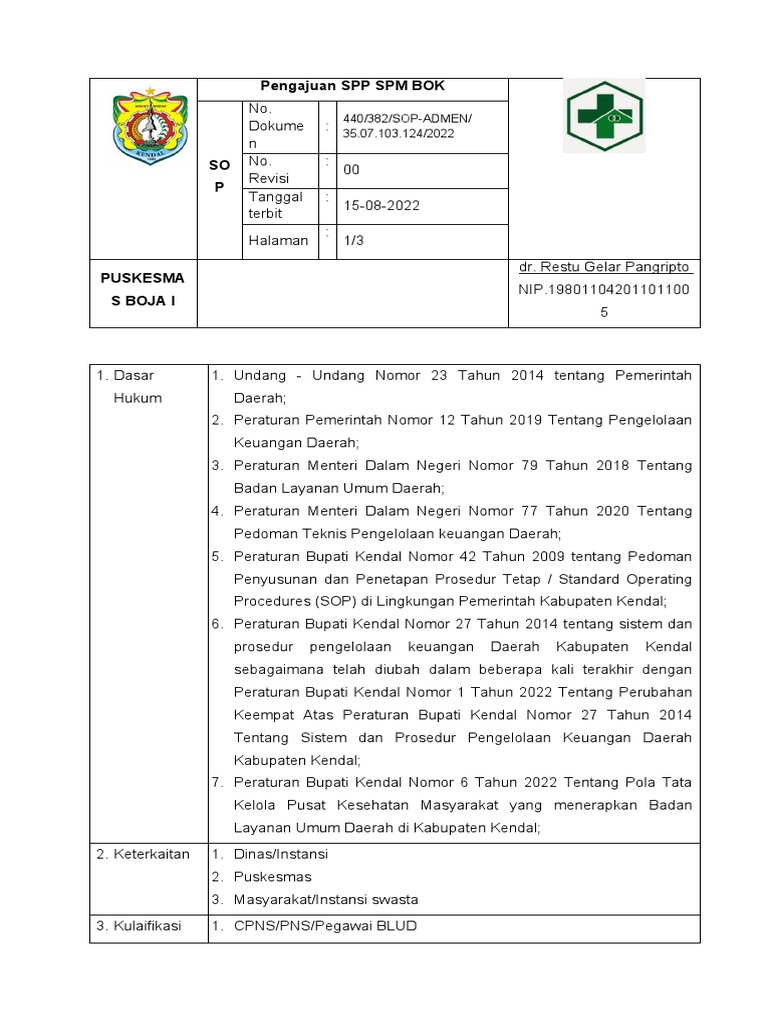 Sop Pengajuan SPP SPM Bok | PDF