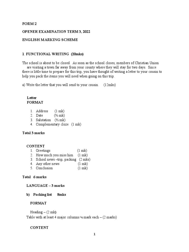 English f2 2022 Ms | PDF