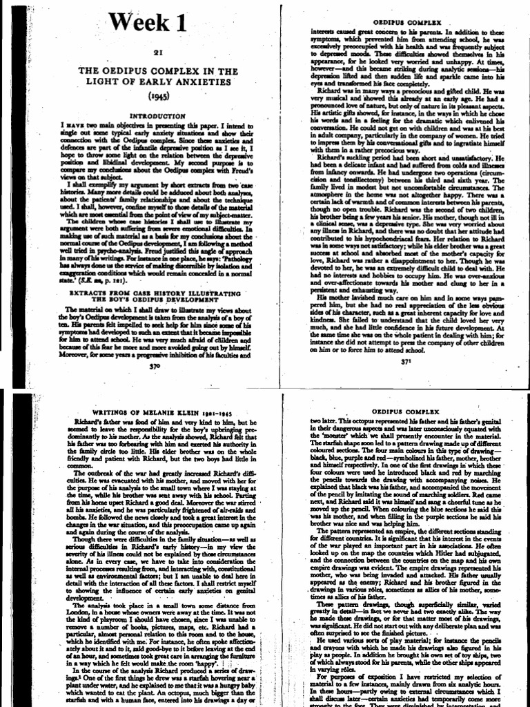 KLEIN The Oedipus Complex | PDF