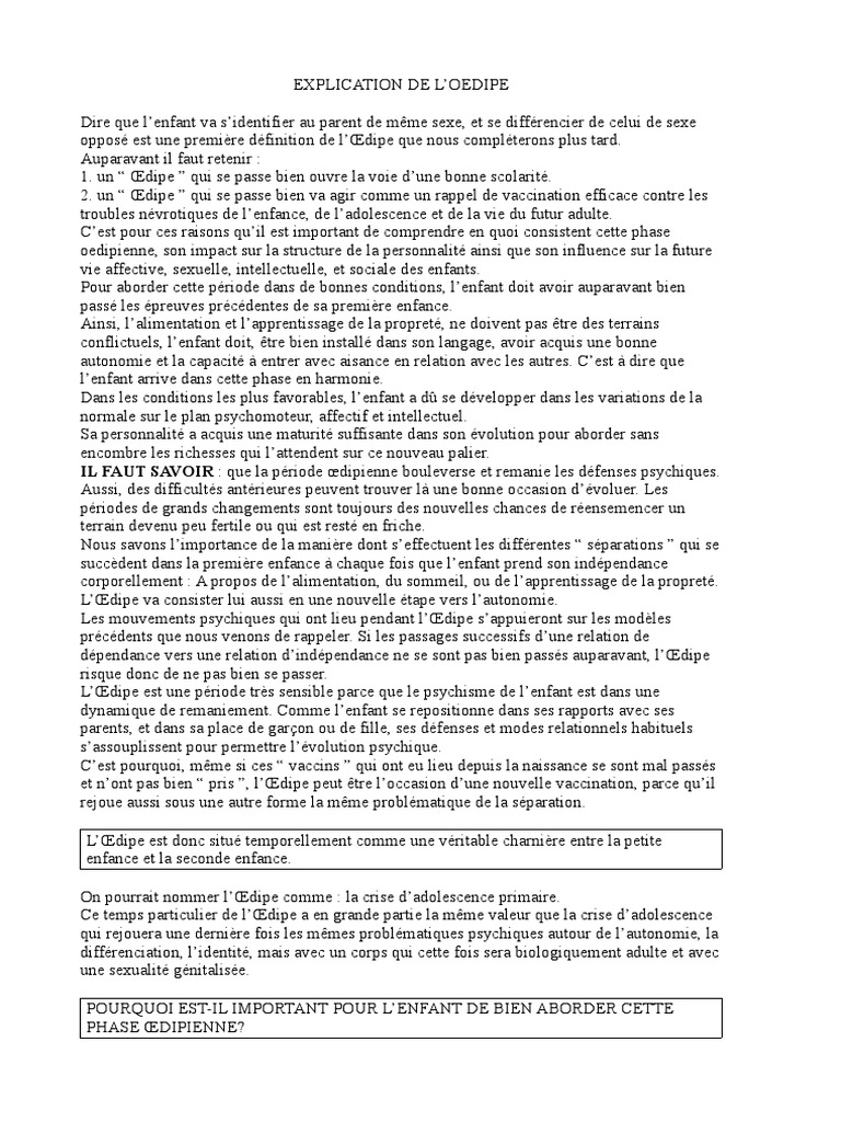 Le Complexe D'oedipe | PDF | Œdipe | Complexe d'Œdipe