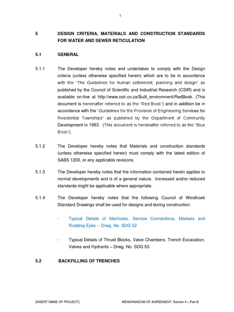 Design Criteria, Materials and Construction Standards For Water and ...