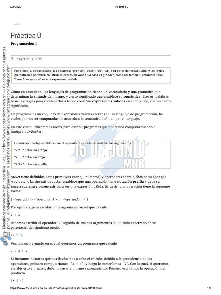 Práctica 0 Programación | PDF | Función (Matemáticas) | Lenguaje de programación
