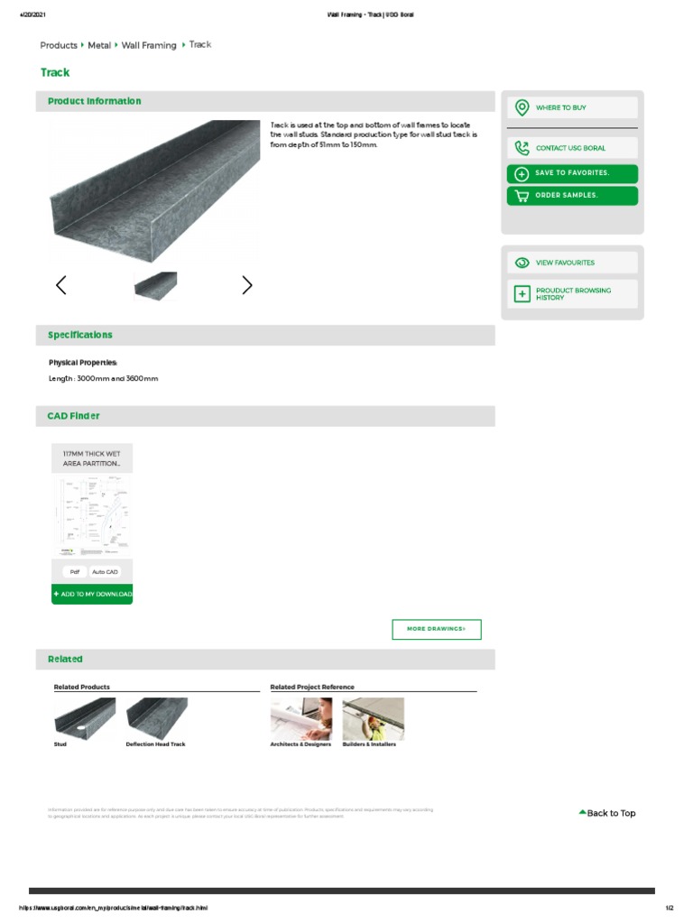 Wall Framing - Track - USG Boral | PDF | Building Engineering