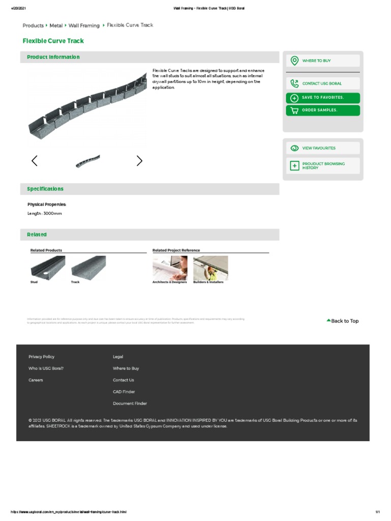 Wall Framing - Flexible Curve Track - USG Boral | PDF | Drywall