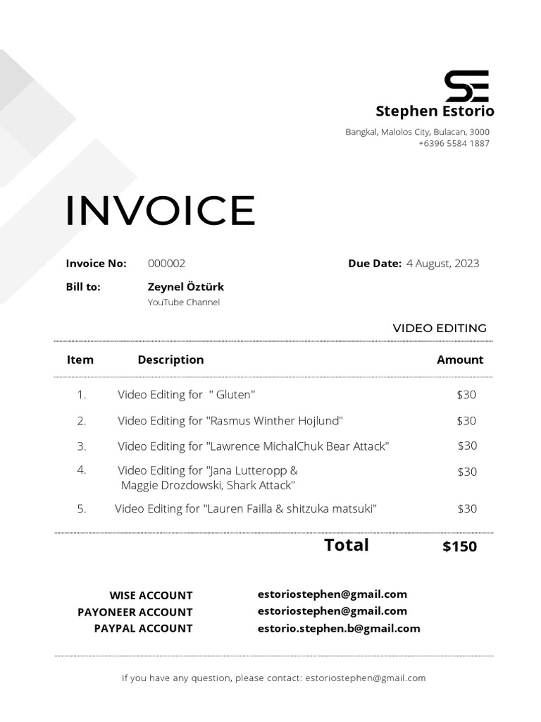 Zeynel Ozturk Invoice 2 | PDF