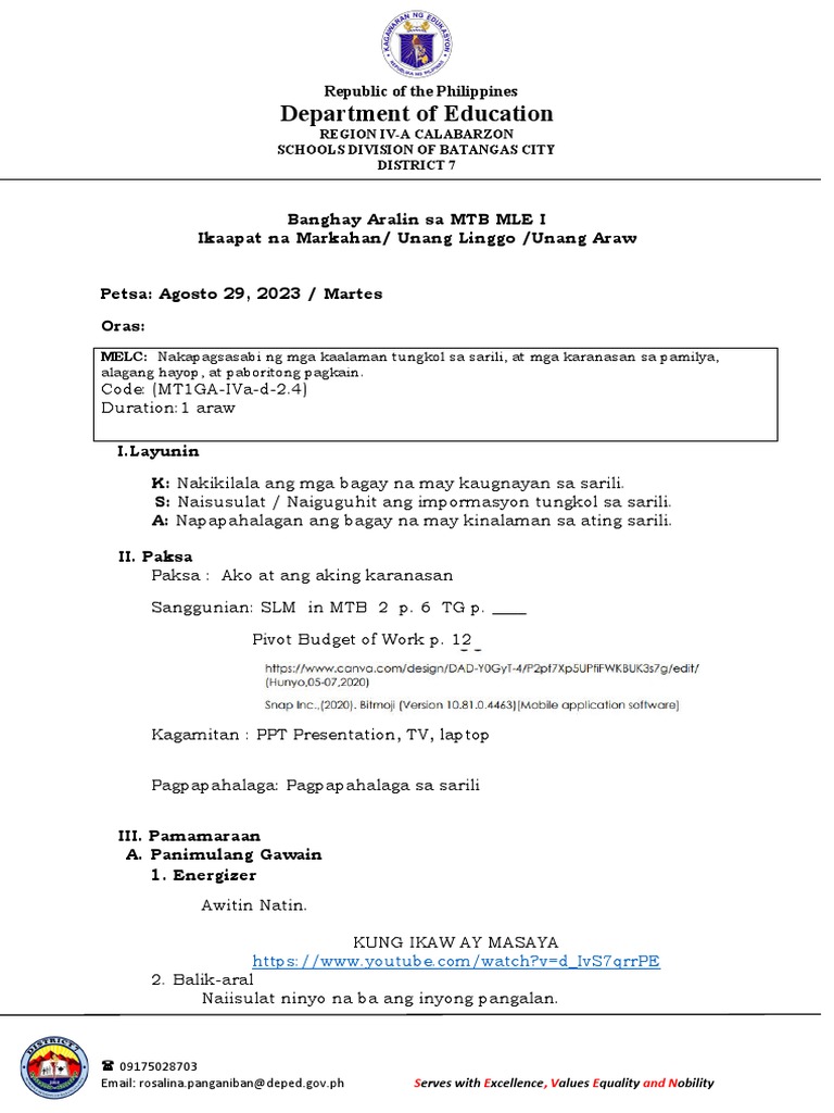 d7 Dlp Template Mtb Melc 1 | PDF