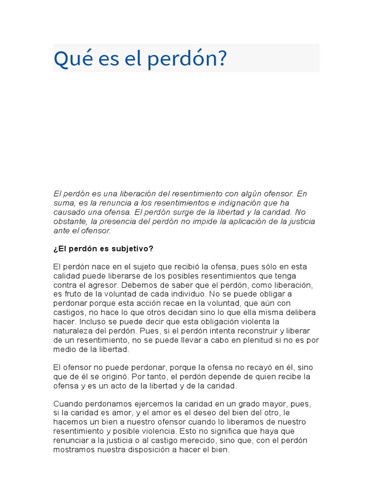 Qué Es El Perdón | PDF | Perdón | Pecado