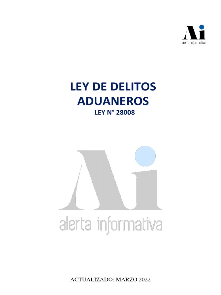 Delitos Aduaneros - Ley 28008 | PDF