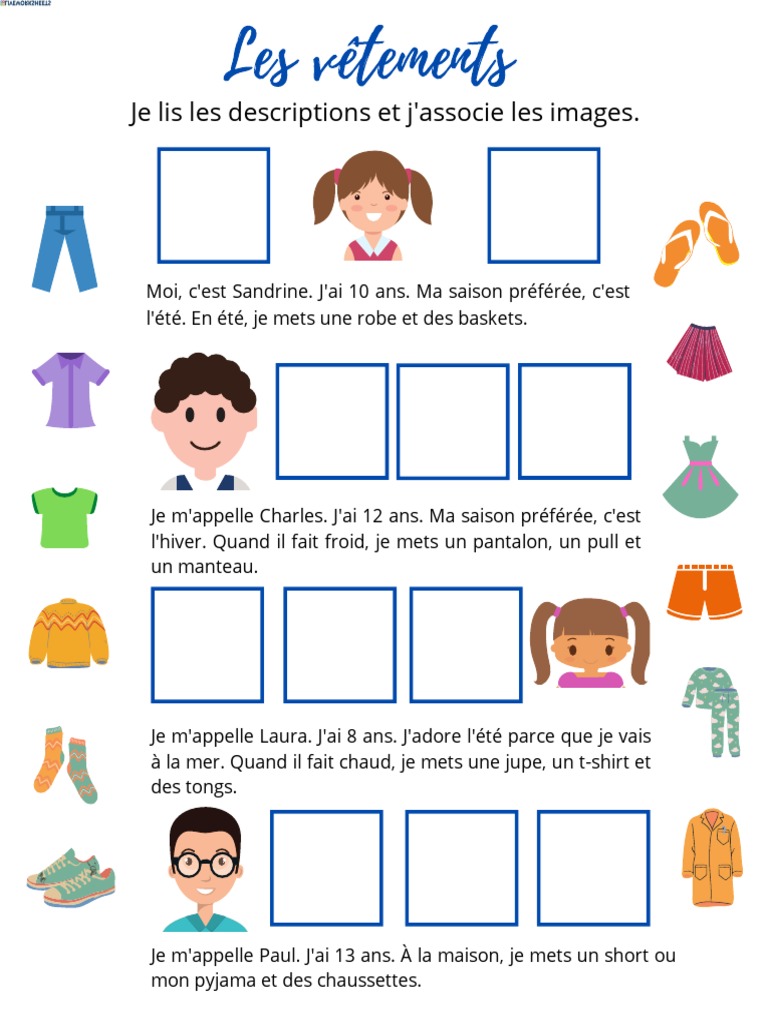 Les Vetements Et Les Saisons Liveworksheet | PDF